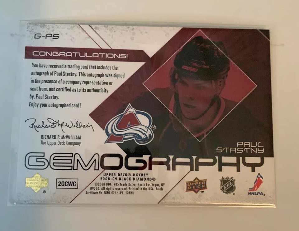Black Diamond GEMOGRAPHY, Autographed, Paul Stastny, Team Colorado, N/M ...