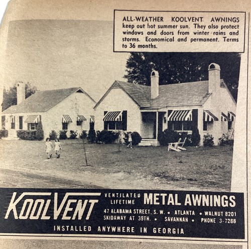 Kool Vent Awnings Print Ad 1948 Atlanta AJC Original Rare Alabama St | eBay