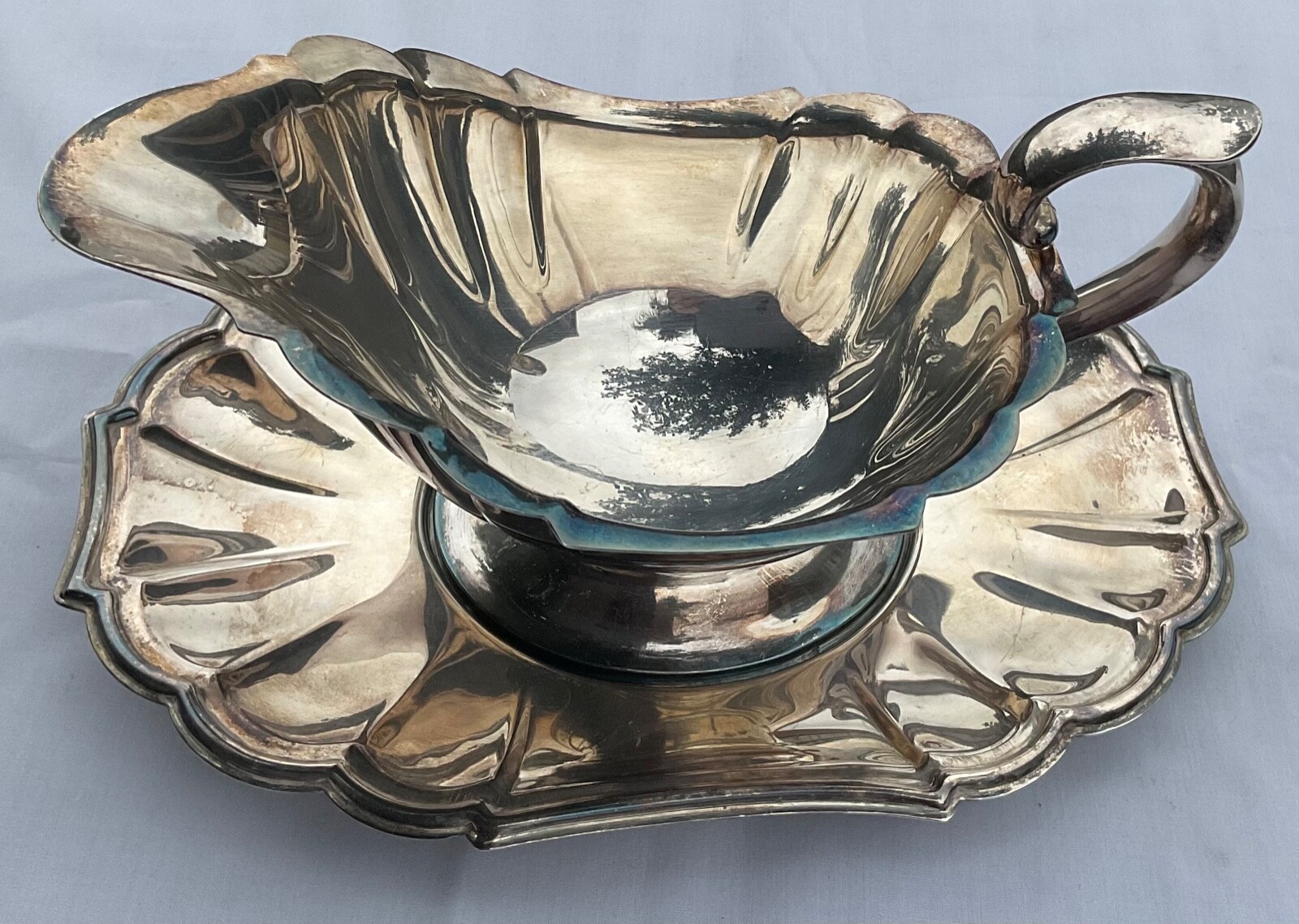 GORHAM NEWPORT Gravy Boat + Under-plate 2-piece Set Silver Plate YB 17 ...