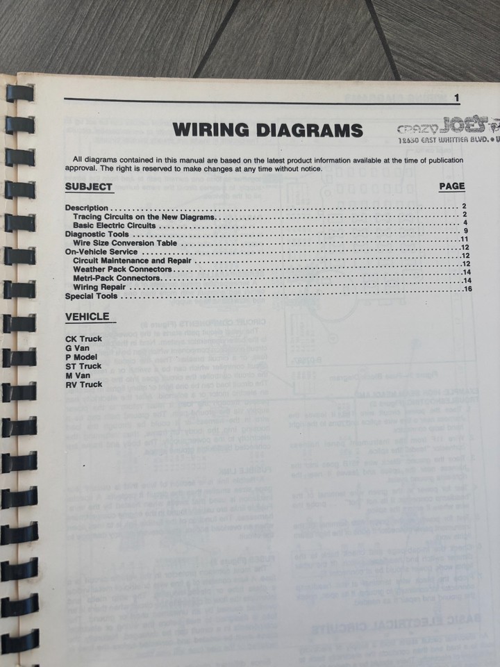 1987 Chevrolet Light Duty Truck Factory Electrical Wiring Diagrams ...