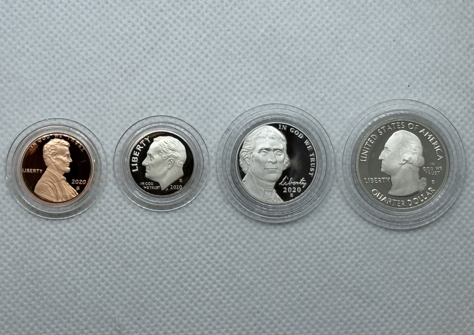 2020 S US Mint Proof Clad Coins - 4 Coins - Lincoln Cent, Dime, Nickel ...