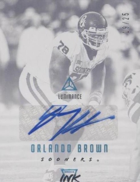 2018 Panini Luminance - Rookie Ink Platinum Blue #RI-ORB Orlando Brown ...