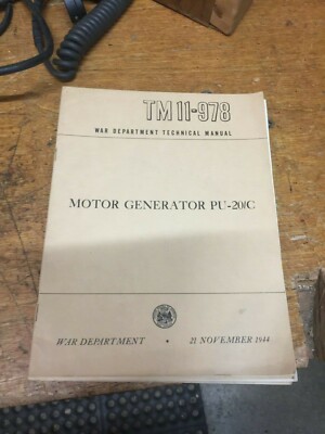 PU-20/C Motor Generator TM 11-978 November 1944 | eBay