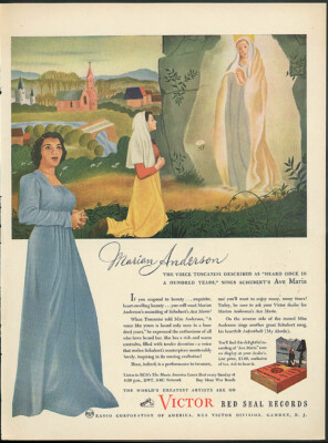 Marian Anderson sings Ave Maria for RCA Victor Red Seal Records ad 1945 ...