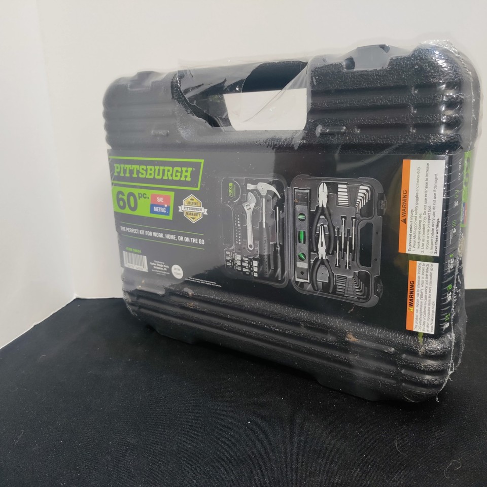 PITTSBURGH Tool Set, 60-Piece, Lifetime Warranty 58624 Metric SAE *In ...