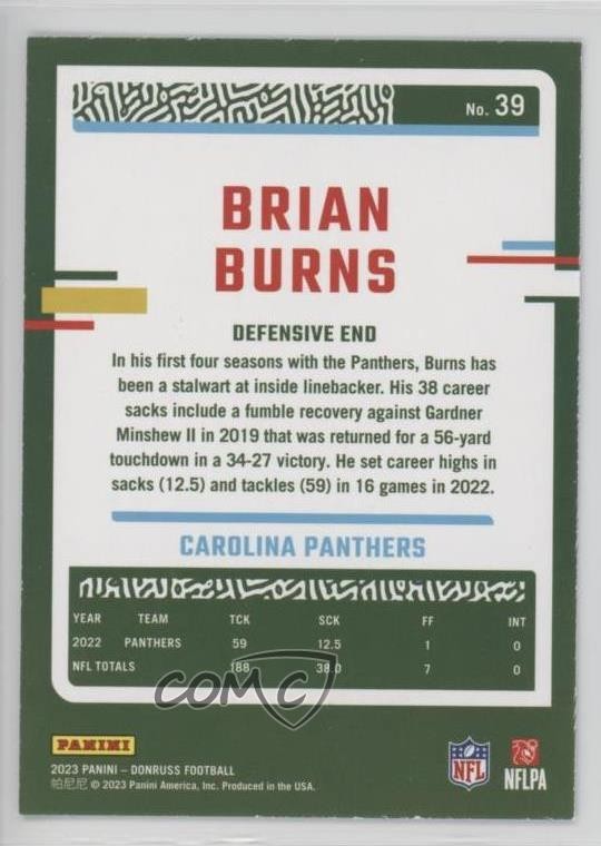 2023 Panini Donruss Press Proof Blue Brian Burns #39 | eBay