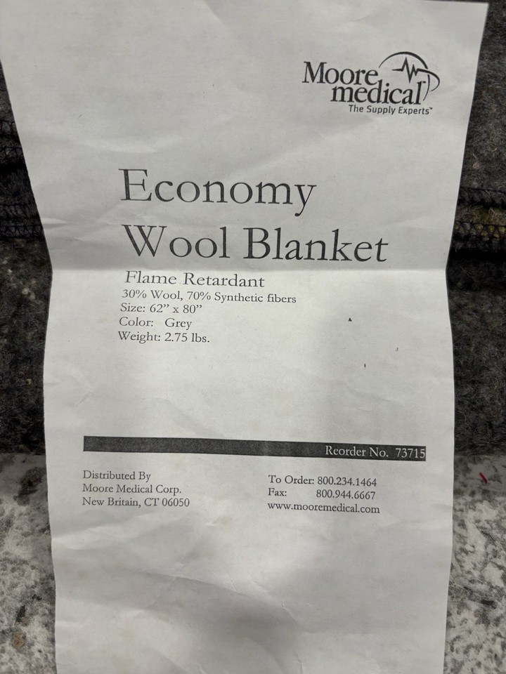 Moore Medical Economy Wool Blanket Flame Retardant 62" X 80" | eBay