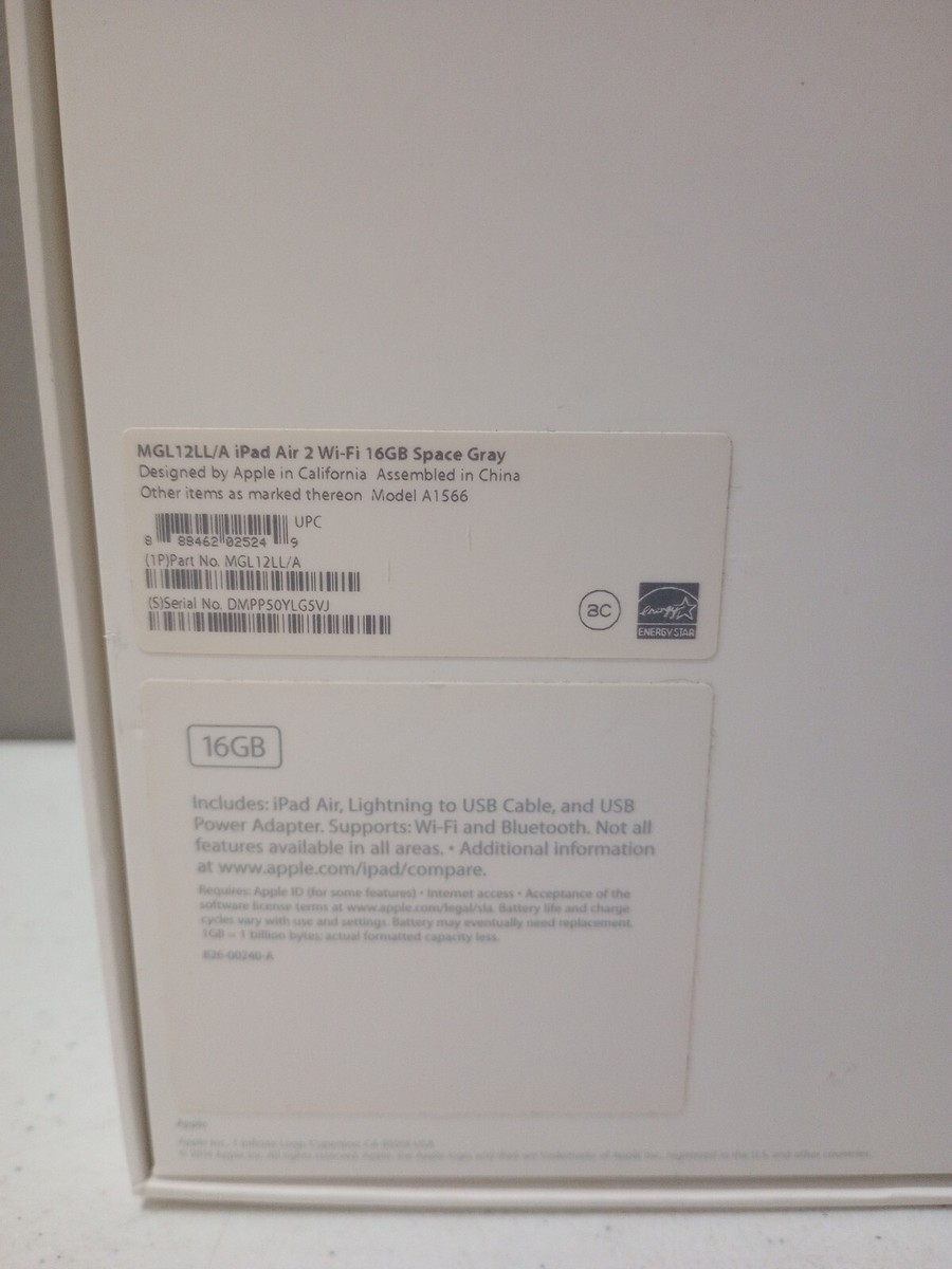 Ipad Air 2 Box Serial Number