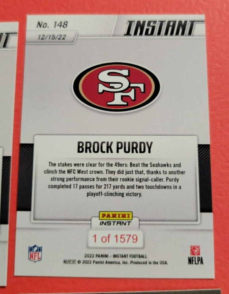 Brock Purdy ROOKIE CARD INSTANT PRESTGE RC CHRISTIAN MCCAFFREY ROOKIE ...