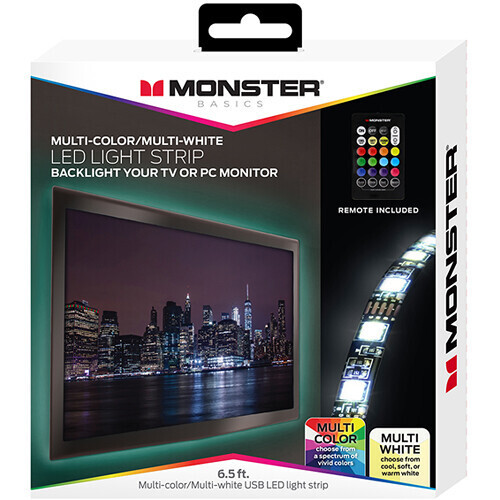 Monster Basics LED Light Strip with Remote Multi-Color Multi-White 6.5 ...