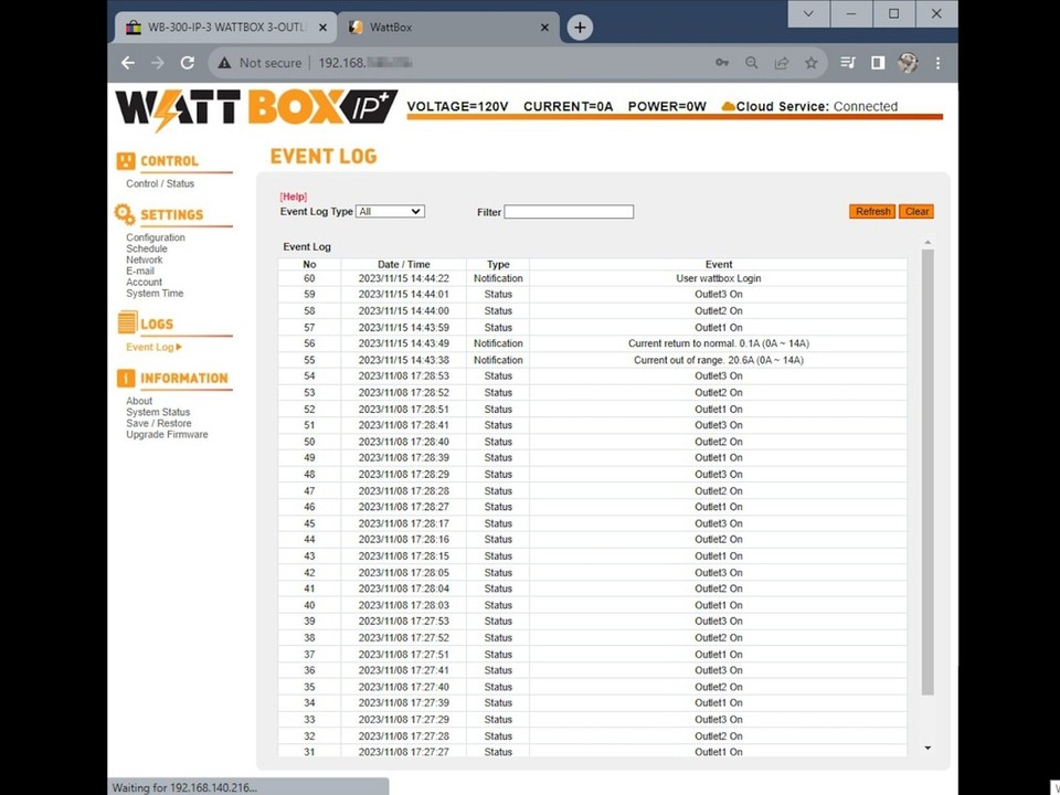 WB-300-IP-3 WATTBOX 3-OUTLET POWER SURGE AUTO REBOOT OVRC DEREG ...