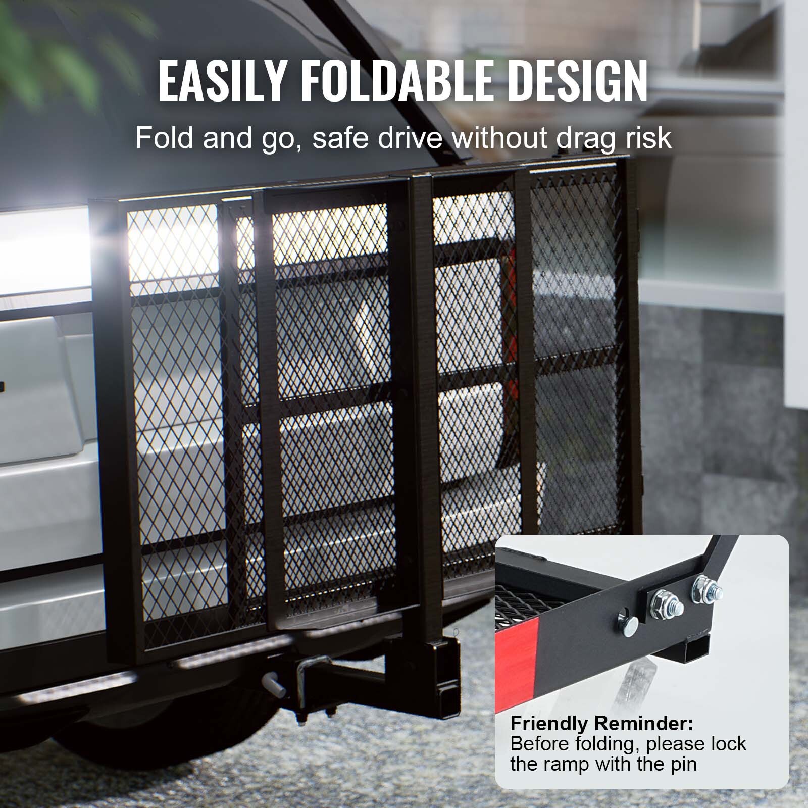 Hitch Mount Cargo Carrier Wheelchair Scooter Rack Foldable Loading Ramp ...