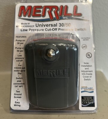 Merrill 30 TO 50 PSI Pressure Switch MPSM43050GCP WELL Pump Switch ...