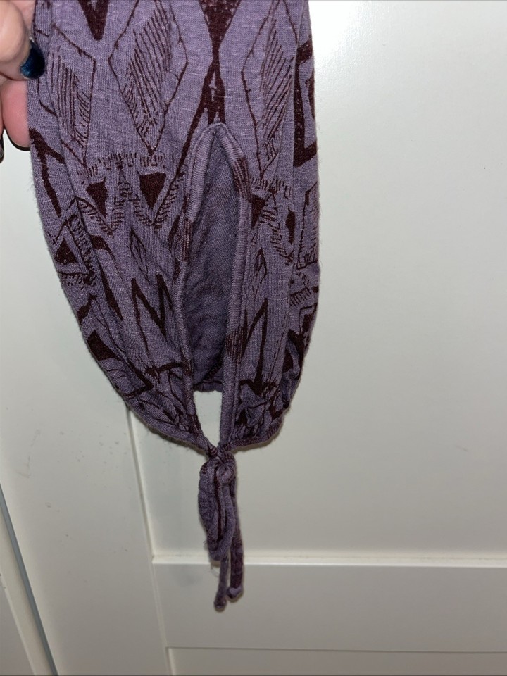 Free People Cropped Long Sleeved Purple Top Geometric Pattern Small ...