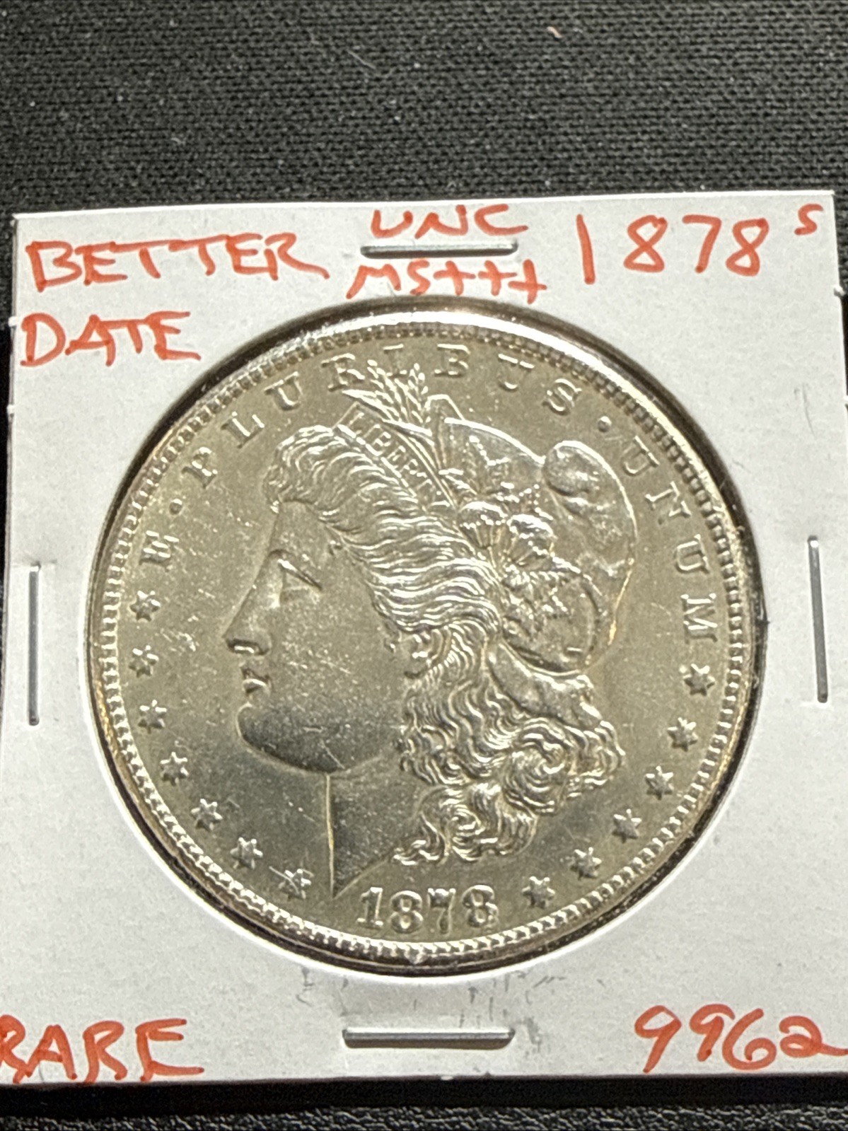 1878 S BU GEM MORGAN SILVER DOLLAR UNC MS+++ U.S. MINT RARE COIN 9962 ...
