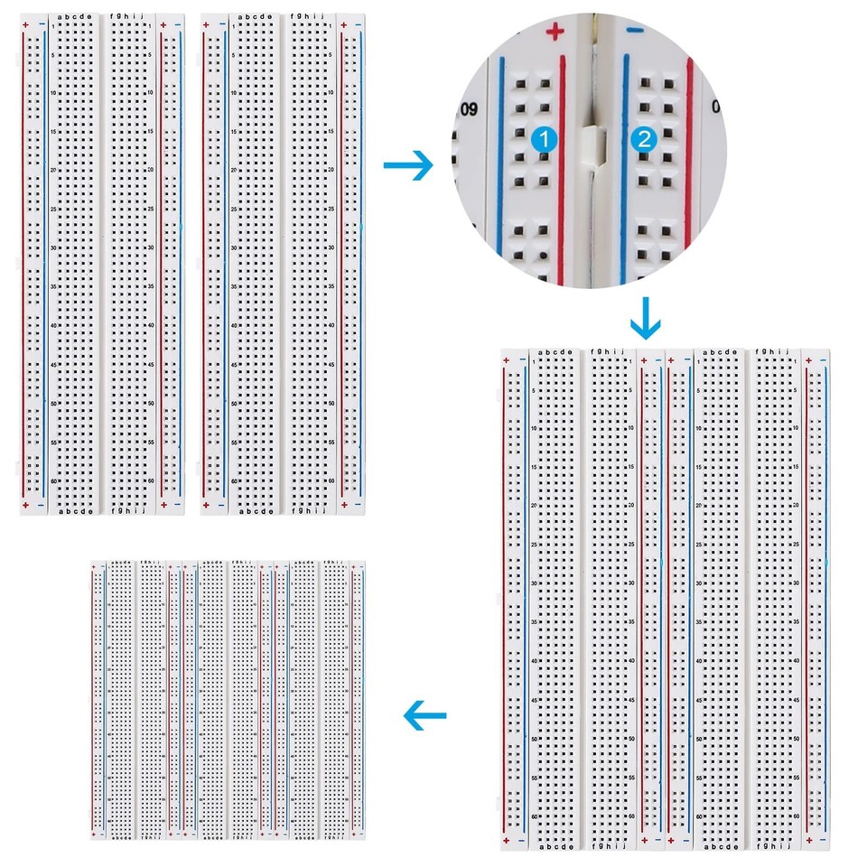 3 Set of Solderless Prototype Breadboard 830 tie Points Breadboard ...