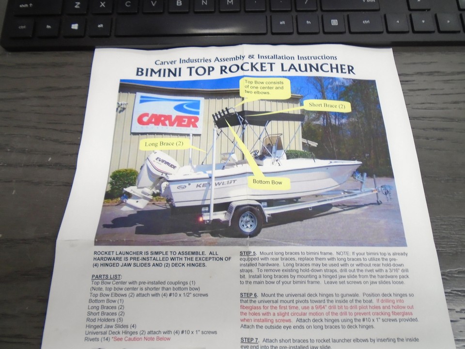 CARVER CVRL87 BIMINI TOP 87" ROCKET LAUNCHER MARINE BOAT | eBay
