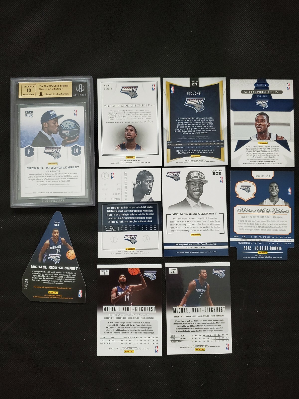 2012-13 MICHAEL KIDD-GILCHRIST PRIZM SILVER ROOKIE RC AUTO PATCH BGS 9. ...