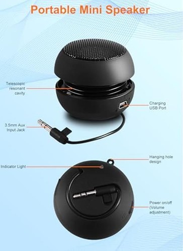 Portable Mini Speaker USB Wired Small Speaker with 3.5mm Aux Input Jack ...