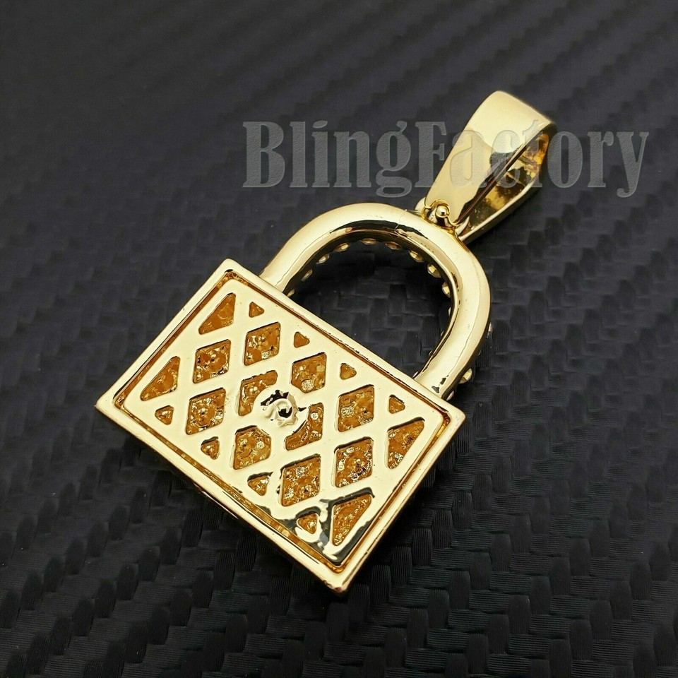 Hip Hop Iced Gold plated Lock & Key Pendant & 24" Rope Chain Bling ...