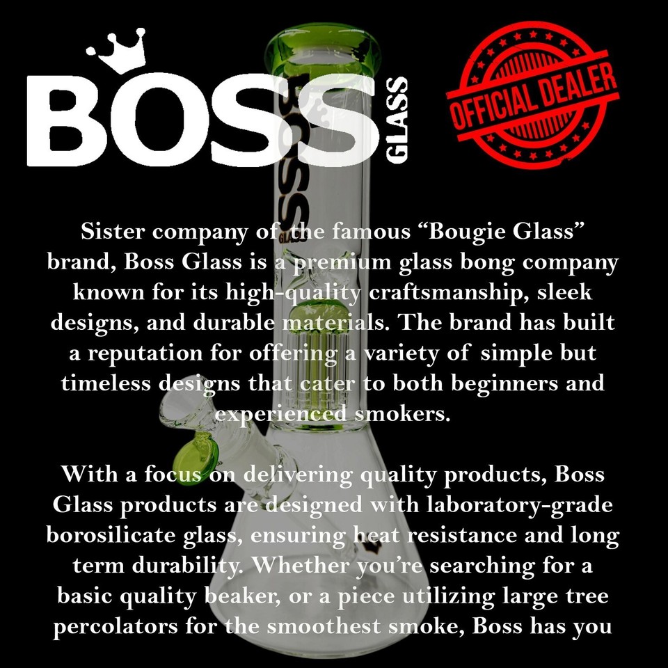 11" Boss Straight Tube Beaker Bong Thick Quality Glass SHOWER PERC Pipe ...