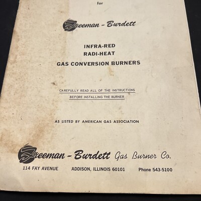Freeman Burnett Gas Conversion Burner Manual Infra-red Radi-heat | eBay