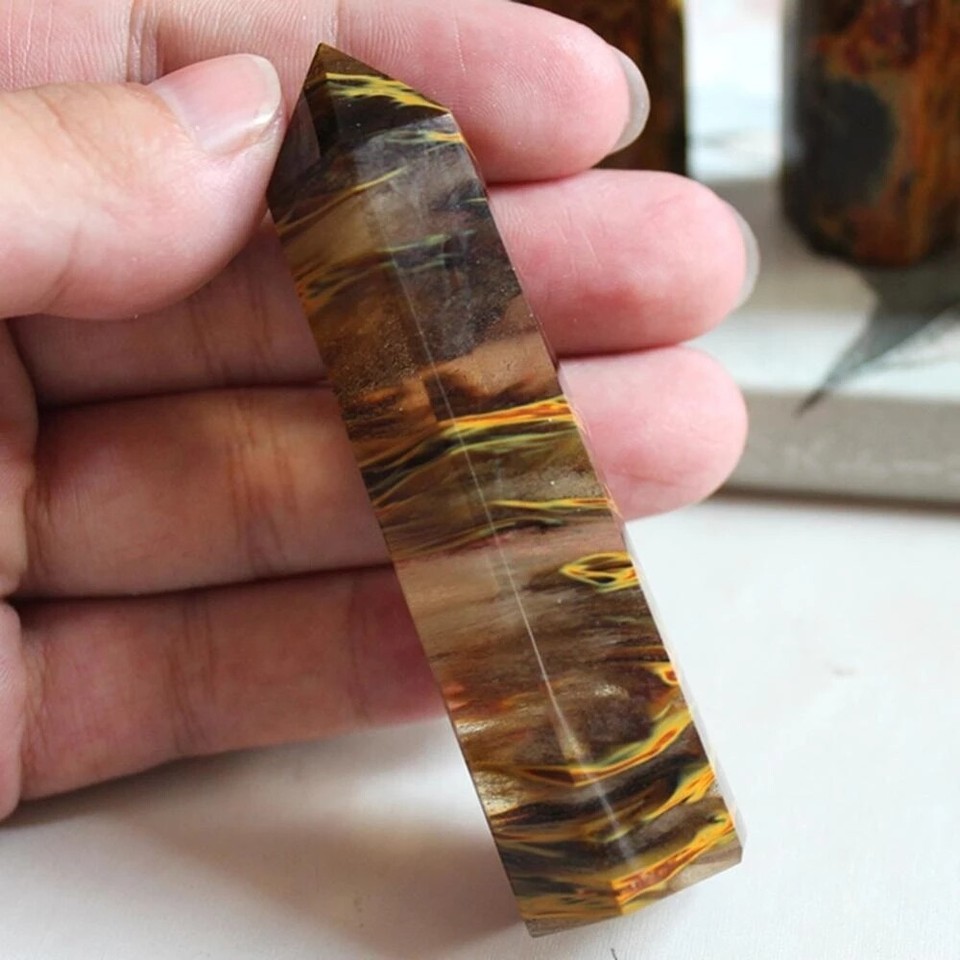 6-7cm Natural Yellow Smelting Jasper Quartz Crystal Point Healing Stone ...