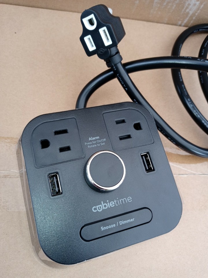 Cubie Time HOTEL Alarm Clock 2 outlets + 2 USB Charging Surge ...