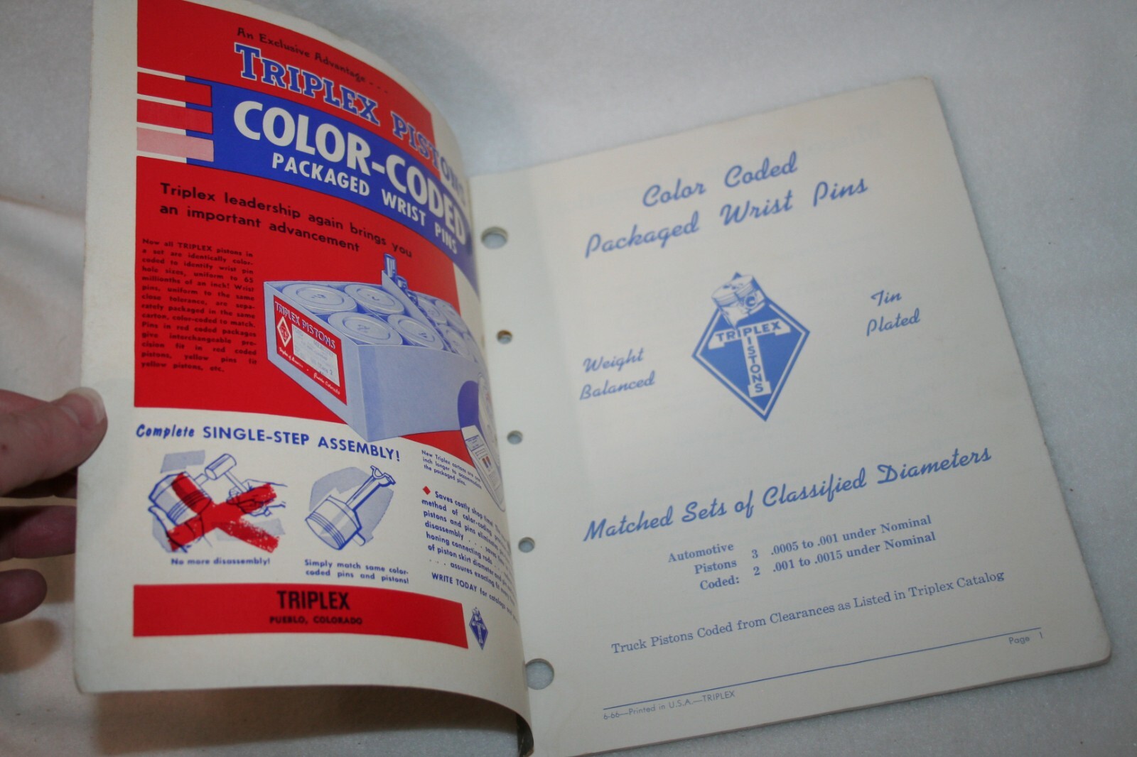 Vintage 1966 TRIPLEX Pistons CATALOG Auto Parts WILLYS Studebaker Ford ...