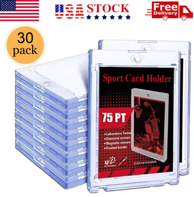 30 Pack Magnetic Trading Sports Card Holders 75pt One-Touch Hard UV ...