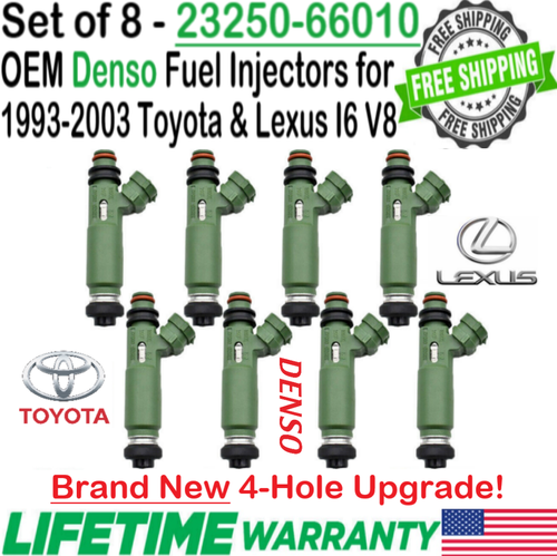NEW OEM x8 DENSO 4Hole Upgrade Fuel injectors for 1993-03 Toyota Land ...
