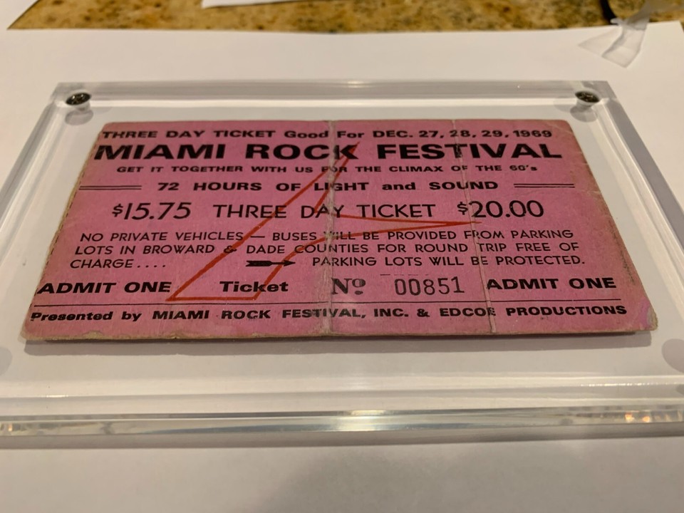 MIAMI ROCK FESTIVAL 1969 ORIGINAL TICKET STUB GRATEFUL DEAD Johnny ...