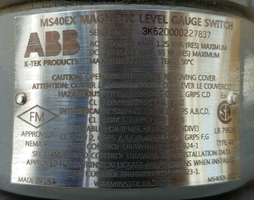 ABB K-TEK KM26S 185 PSIG 130F 2" 150# Level Gauge Indicator | eBay
