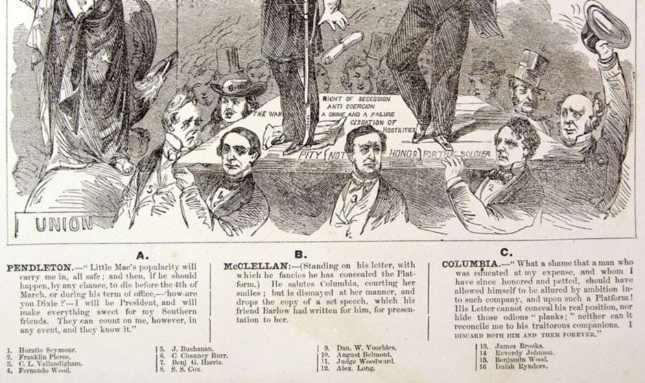 1864 GEORGE McCLELLAN POLITICAL EDITORIAL CARTOON PRINT LITHOGRAPH ...