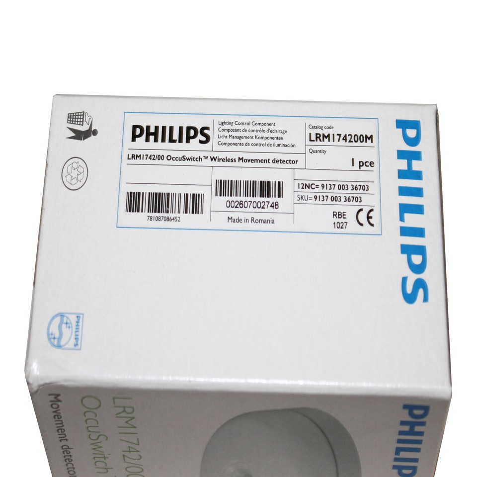 PHILIPS LIGHTING LRM174200M OCCUSWITCH WIRELESS OCCUPANCY SENSOR, WHITE ...