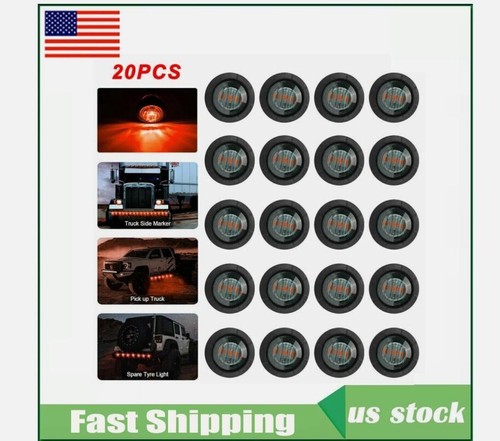 20pcs Round 3/4"LED Bullet Lights Mini Red Side Marker Truck Trailer ...