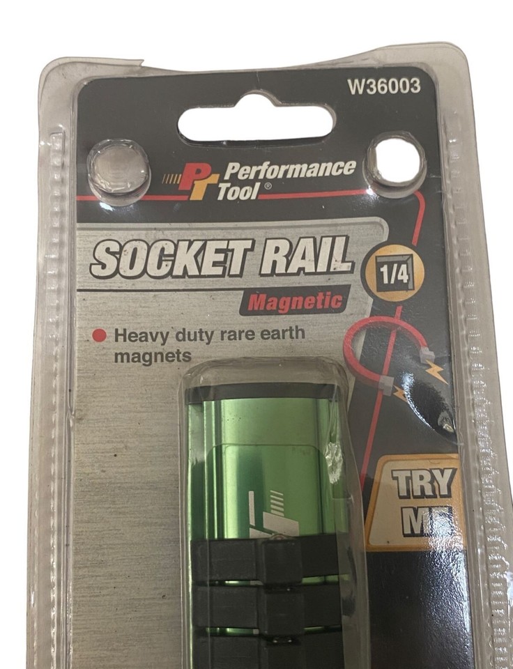 PERFORMANCE TOOL W36003 Socket Rail Magnetic 1/4" Heavy Duty Rare Earth ...