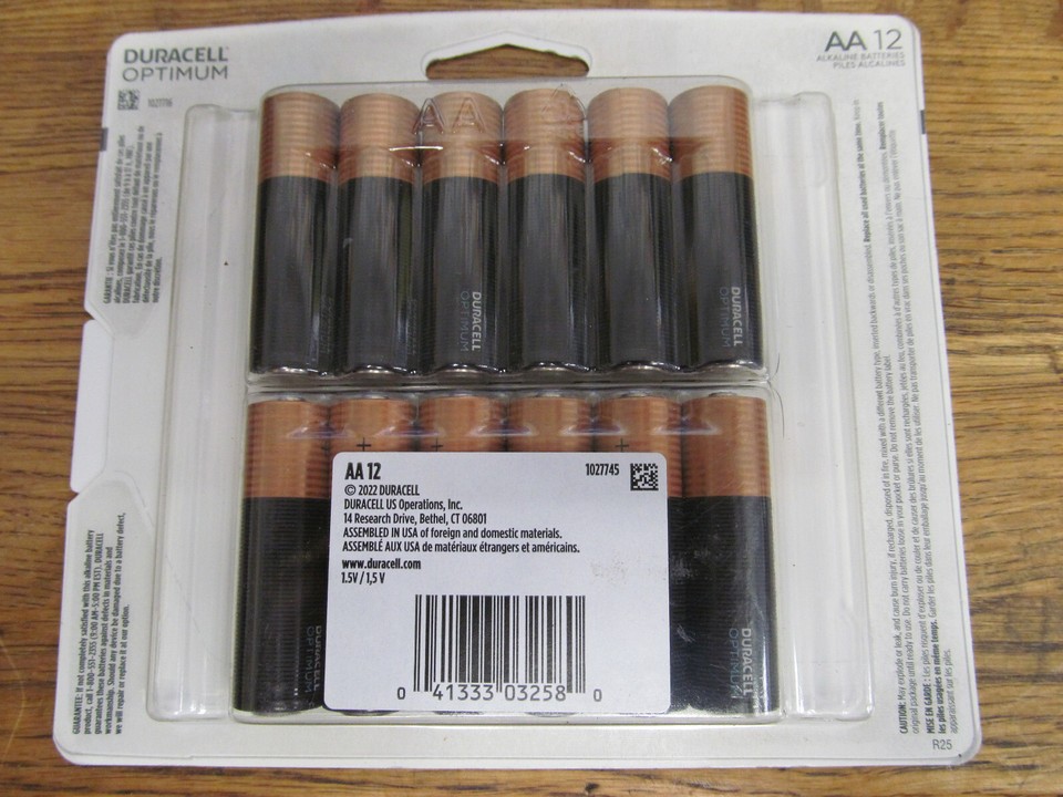 NEW FACTORY SEALED DURACELL OPTIMUM AA BATTERIES 12 PACK - 12 PCS FREE ...