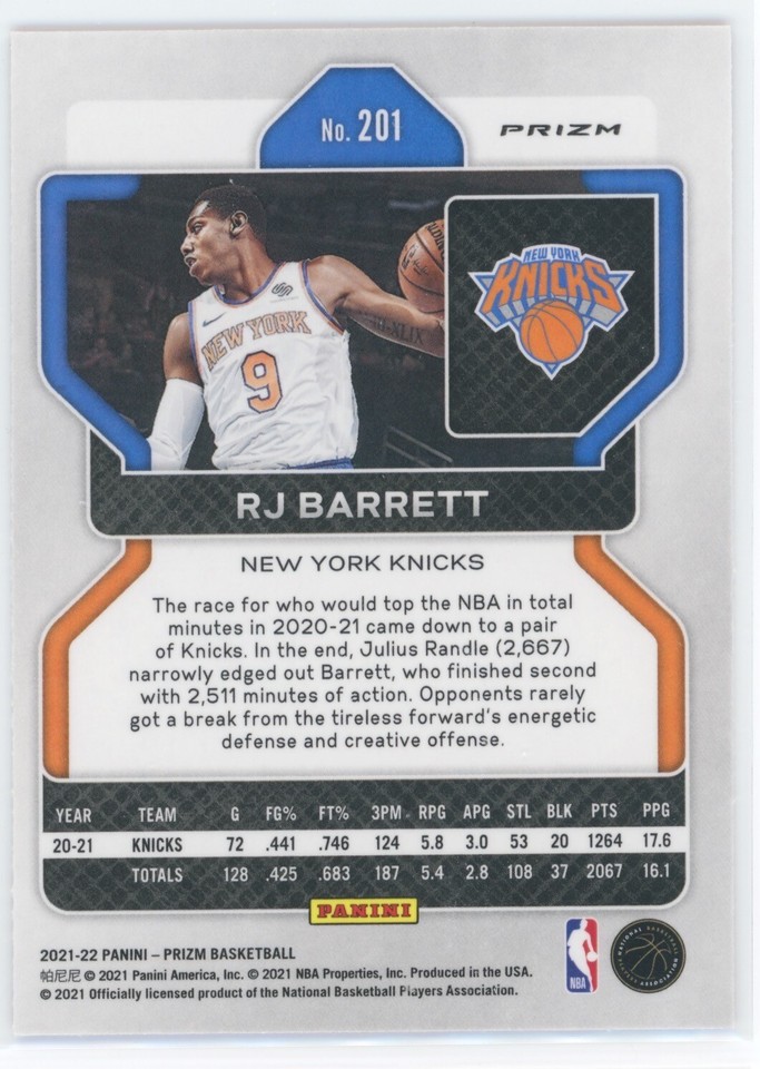 RJ BARRETT 2021-22 PANINI PRIZM RUBY WAVE #201 | eBay