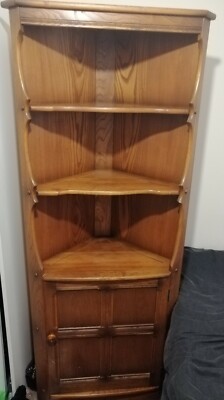 vintage retro Ercol Corner cabinet display storage cupboard shelf unit ...
