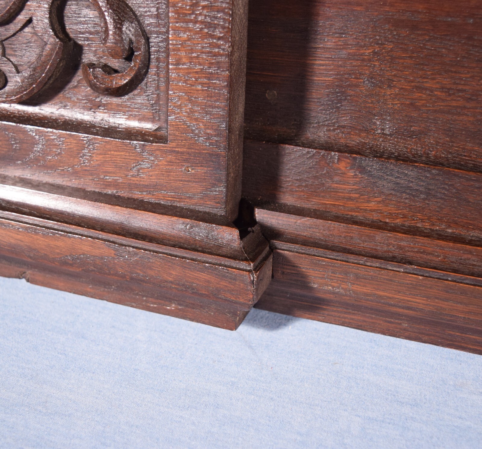 58" Wide Large Antique French Solid Oak Wood Panel/Crest Pediment w ...