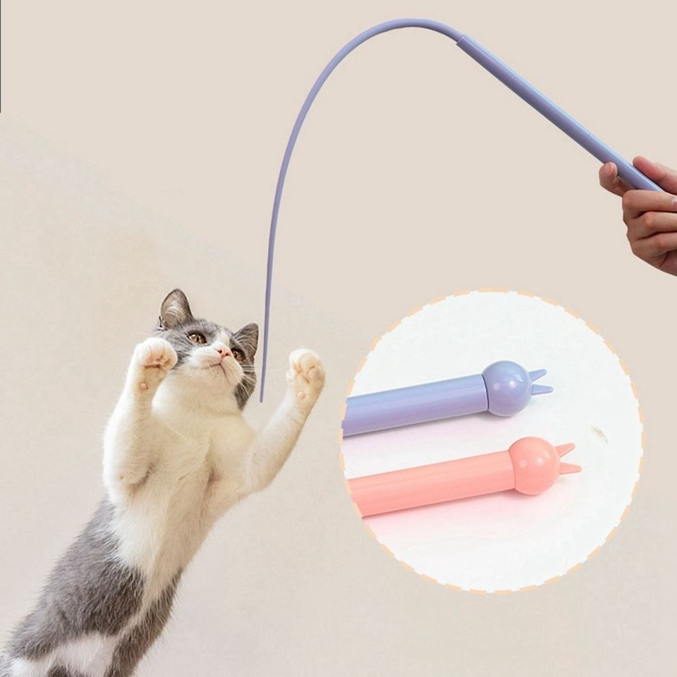 Mulated Mouse Tail Cat Toy Cat Teaser Funny Stick Silicone Long Tail ...