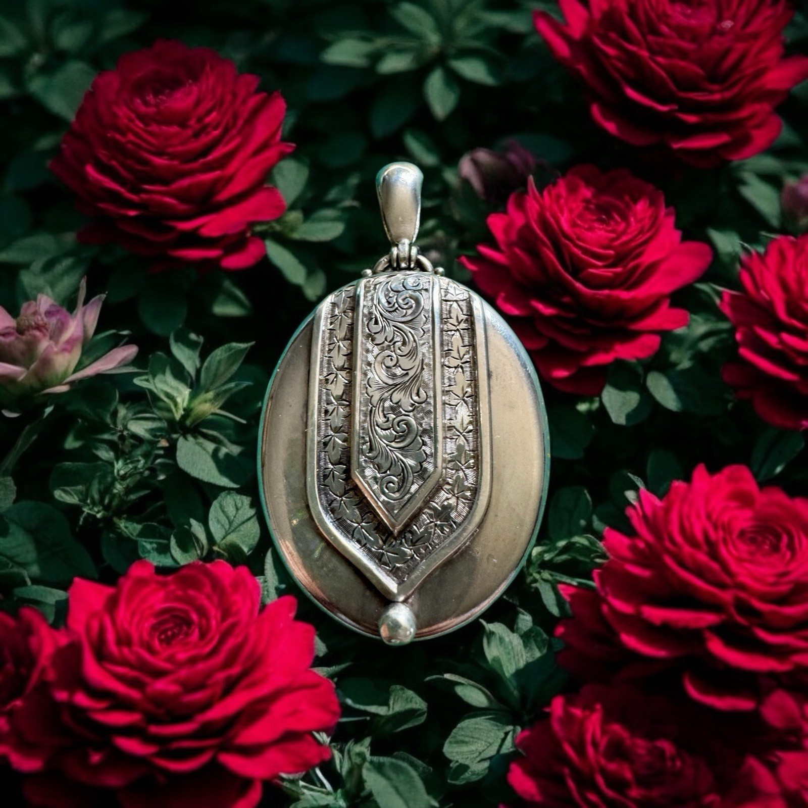 Antique Silver Victorian Locket From The 1880’s - Gem