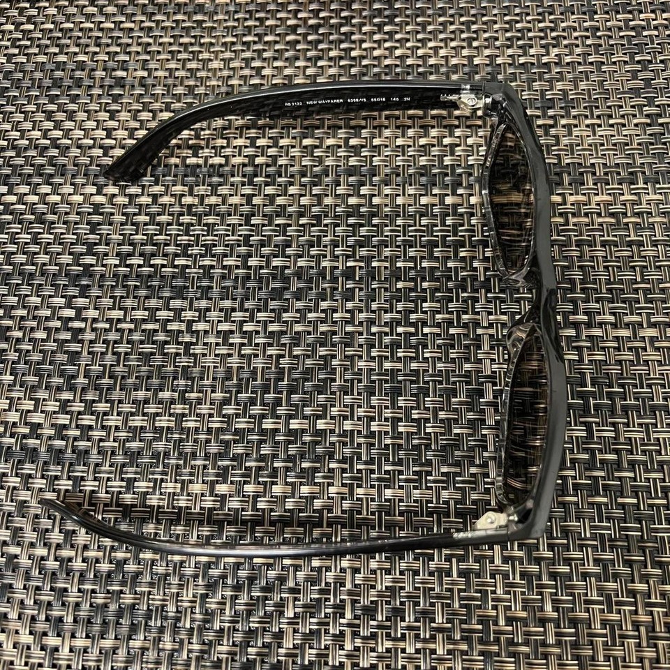 RAY BAN RB2132 NEW WAYFARER 6398/Y5 55-18 145 2N SUNGLASSES BLACK CLEAR ...