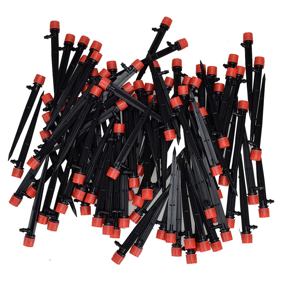 100pcs Adjustable Water Flow Irrigation Drippers On Stake Emitter Drip ...