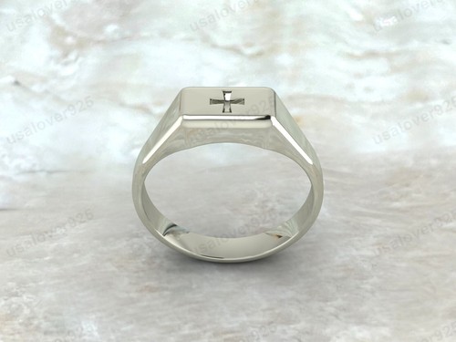 Unique Cross Design Handmade Men's Signet Ring, 925 Sterling Silver ...