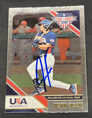 JUSTIN FOSCUE Signed 2020 Panini USA Baseball Stars & Stripes Card ...