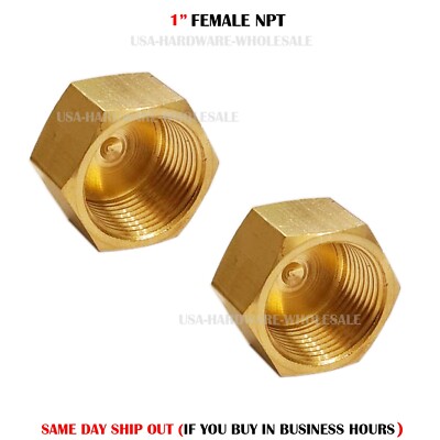 2 x BRASS END CAP 1 FEMALE NPT PIPE FITTING AIR FUEL WATER 1" FEMALE ...