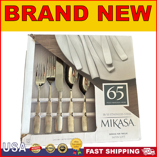 Mikasa Satin Loft 65-Piece Flatware Set Service for 12 - Silver for ...