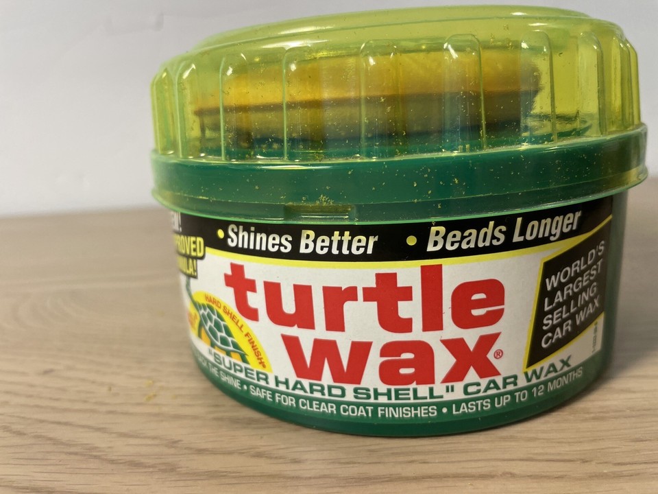 Turtle Wax Super Hard Shell Car Wax Old Vtg Neon Yellow Cap with Sponge ...